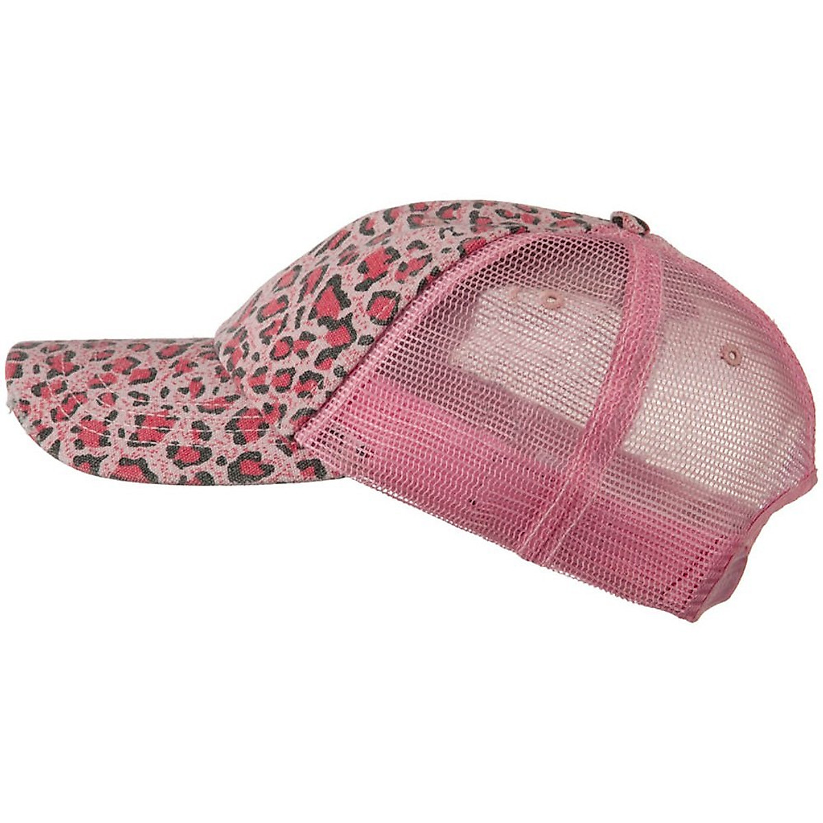 MG Women's Print Mesh Canvas Trucker Baseball Cap Hat (Pink Leopard)