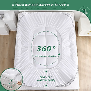 GRT Pillowtop Mattress Topper King Size, Rayon from Bamboo Mattress Cover Padded with 900gsm 3D Snow Down Alternative Filling, Extra Thick Mattress Pad King for Back Pain