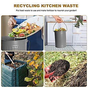 Holismo Compost Bin Kitchen Countertop, 1.95 Gallon Counter Compost Bin with Lid, Rustproof Coated Compost Bucket, Indoor Composter includes Three Charcoal Filters