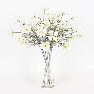 2 Pcs Artificial Fake Flowers Plants Cosmos Silk Flower Arrangements Wedding Bouquets Decorations Plastic Floral Table Centerpieces for Home Kitchen Garden Party Decor Approx 23.6'' High - White