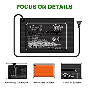 Simple Deluxe 2 Pack Reptile Heat Pad Under Tank Heater 8 X 12 Inch 16W Terrarium Warmer Heating Mat for Lizard/Spider/Frog/Turtle/Snake/Plant 30-40gal Tank, Black
