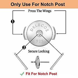 DELECOE 2 Pairs 18K White Gold Locking Earring Backs Replacements for Diamond Studs, Hypoallergenic 925 Silver Earring Backs for Studs Secure Push Earring Backs(Comfort,No-Fading)