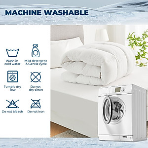 ROSE FEATHER Mattress Topper Queen, Mattress Pad Dorm Bedding, Bed Mattress Cover with Straps, Extra 2-inch Thick Mattress Pad Topper Cover with 100% 1500T Peach Skin Fabric(60"x80"), White