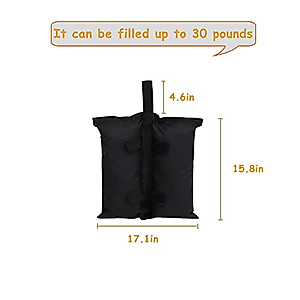 Heavy Duty 600D Gazebo Canopy Weights Bag, Tent Weights Bag for Legs, Sandbags for Pop Up Tent Gazebo Canopy Outdoor Sun Shelter Umbrella Pool Ladder (Black-6 Pack)