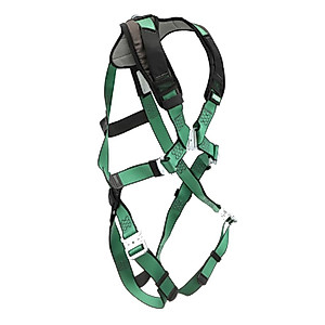 MSA 10206101 V-Form+ Full Body Safety Harness - Size: Medium, D-Ring Configuration: Back, Quick Connect Leg Straps, With Shoulder Padding, Full Body Harness
