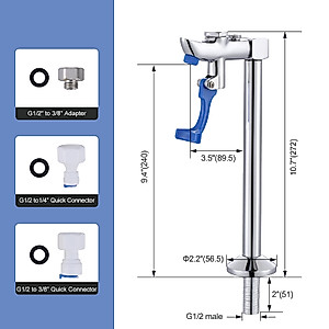 WOWOW Glass Filler Faucet, 9-Inch Push-Back Water Filler Faucet Deck Mount Pedestal Glass Filler Water Station, Stainless Steel Drinking Water Filling Faucet for Bar Hotel Restaurant Cafes