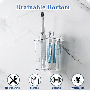 KKONHII 2 Packs Cabinet Door Organizer, Acrylic Adhesive Shelf Wall Mounted Storage, Self Adhesive Shower Shelves Without Drilling, Automatic Draining Clear Shower Organizer for Bathroom