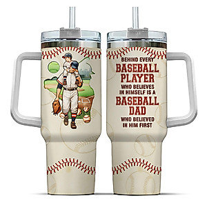 99WHALE Coffee Yellow Fathers Men Swig Women Tumblers Cup Handle Red Life Modern For Day Simple Boys, Baseball Gifts, Tumbler 40 Oz With Handle Lid And Straw, Baseball Player Dad
