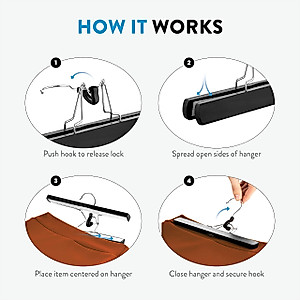 ZOBER High-Grade Smooth Finish Non Slip Wooden Cloth Hangers with Clips for Skirts, Slacks - 360° Swivel Hook - (10 Pack)