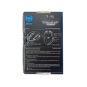 zelotes T90 Gaming Mouse 9200 DPI, 8 Programmable Buttons Multi-Modes LED Lights USB Gaming Mice, Weight Tuning for Laptop, Desktop, PC,- Black