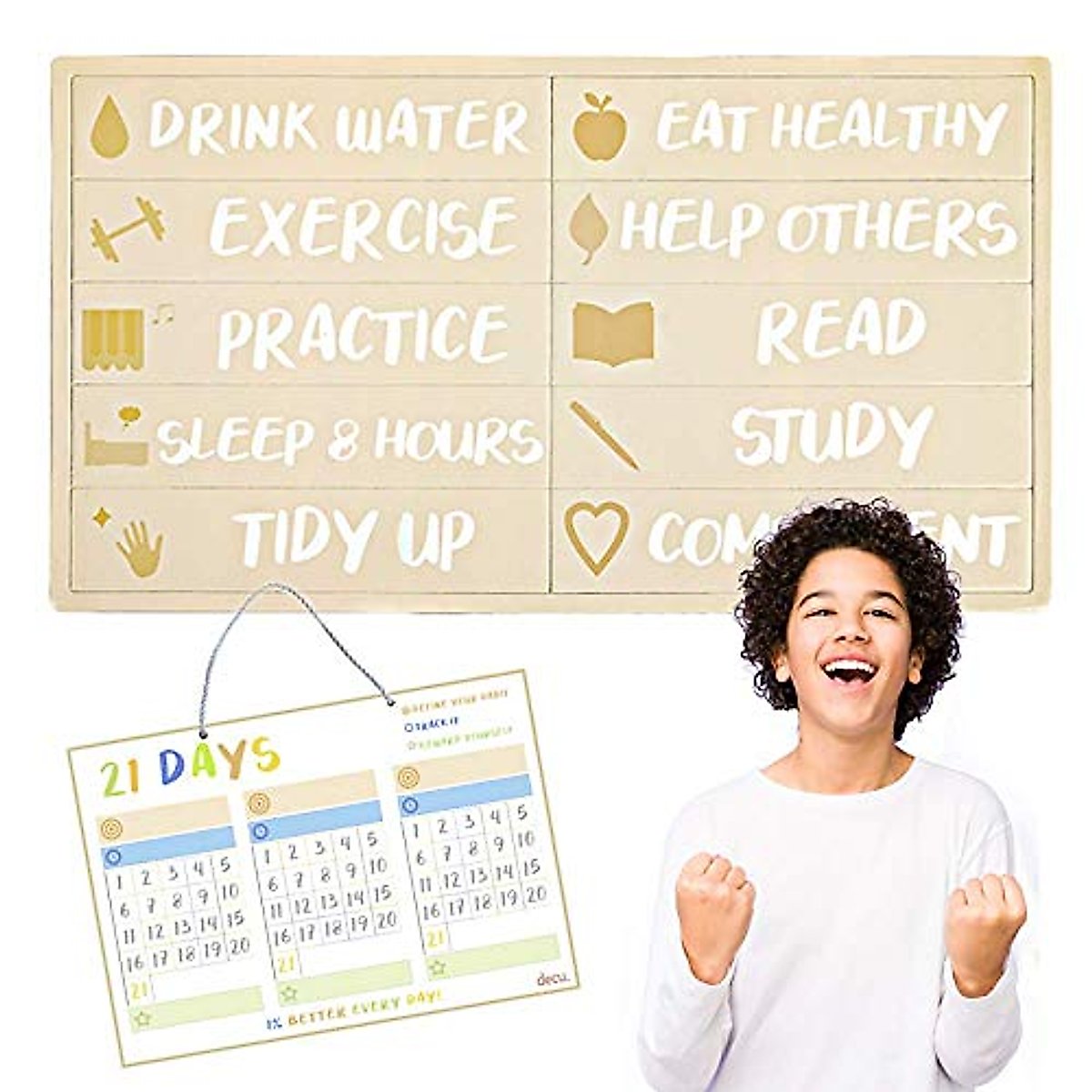 21 Days - Dry-Erase Habit Tracker to Build Good Habits and Routines - Hanging Chart