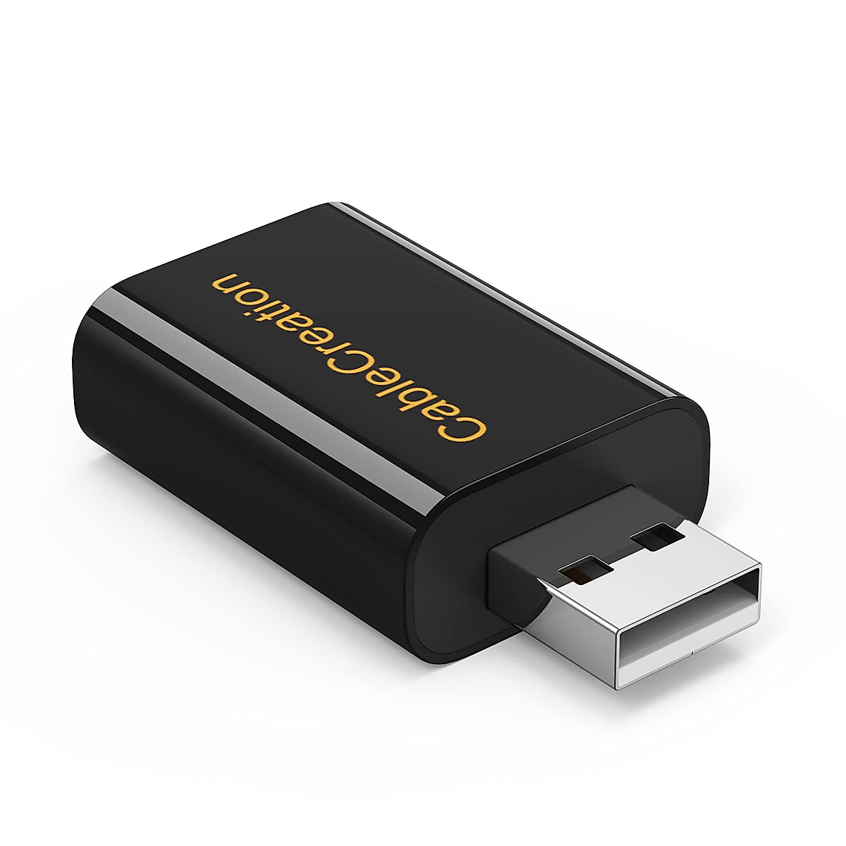 USB Audio Adapter with 3.5mm Jack, CableCreation USB External Stereo Sound Card with 3.5mm Earphone and Microphone for PS4, PS5, Windows, Mac, Linux, Plug and Play, Black
