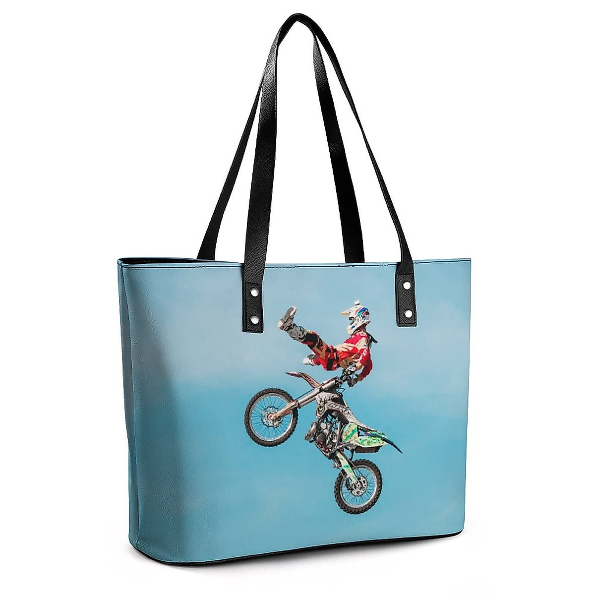 Womens Handbag Motorcycle Motocross Leather Tote Bag Top Handle Satchel Bags For Lady