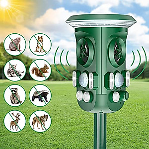 Cat Repellment,Meilen 360° Ultrasonic Animal Repeller Outdoor, Waterproof with Motion Detector,USB/Solar Powered Repellent, Flashing Lights, Repel Dogs,Cat,Fox,Raccoon,Skunk,Rabbit,Squirrels