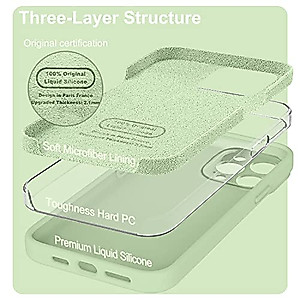 Ktele Compatible with iPhone 14 Pro Case, AB-Grade Liquid Silicone Case, [Four Corner 50+Tiny Airbags Shockproof] [Soft Microfiber Lining Anti-Scratch] Camera All-Round Protection Case-Matcha