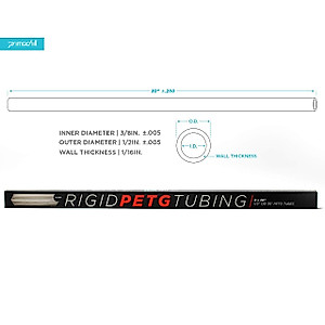 PrimoChill 3/8in. ID x 1/2in. OD Rigid PETG Tubing - 30 inches in Length (RTP12-630), Made with Premium Materials, Excellent Beginner Hardline for PC Watercooling, Made in the USA - 6 Pack - Clear