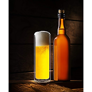 Sun's Tea Tropical Delight - Strong Double Wall Insulated Highball Tall Tom Collins Drinking Glasses for Bourbon or Whiskey or Rum Cocktail, Martini, Champagne, Beer, Mojito, Jiuce - Set of 2 (14 oz)