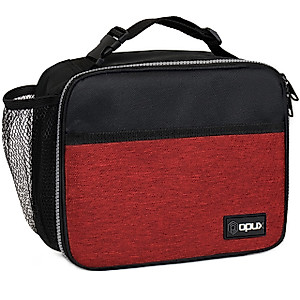 OPUX Insulated Lunch Bag Kids, Lunch Box for School Boy Girl, Leakproof Small Reusable Compact Soft Mini Cooler Bag, Toddler Small Lunch Boxes Kit Pail with Front Side Pockets (Red)
