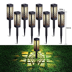 WdtPro Solar Pathway Lights, 8 Pack Solar Lights Outdoor Decorative Super Bright Warm White & Bigger Solar Panel, Auto On/Off Garden Lights Waterproof Solar Landscape Lighting for Yard Patio Walkway