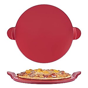 Roponan Pizza Stone, 13" Round Baking Stone for Oven and Grill, Heavy Duty Cordierite Pizza Stone with Handle, Great for Crispy Crust Pizza, Bread and Cookies