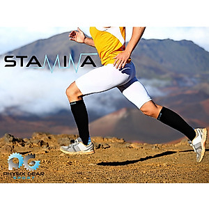 Physix Gear Sport 3 Pairs of Compression Socks for Men & Women in (Black/Green + Black/Orange + Black/Blue) XXL Size