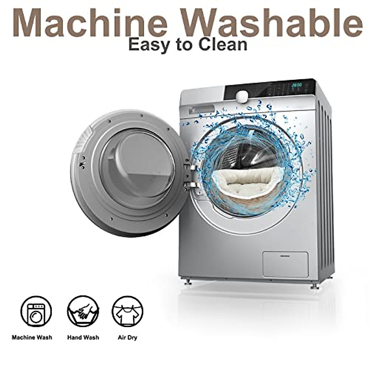 Bellwe Cat Bed, Dog Bed for Small Dogs Plush Round Puppy Bed Non-Slip Bottom Machine Washable Cushion Oval Shape 20/24inch