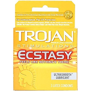 Trojan Ribbed Ecstasy Condoms - Box of 3 (Packaging May Vary)