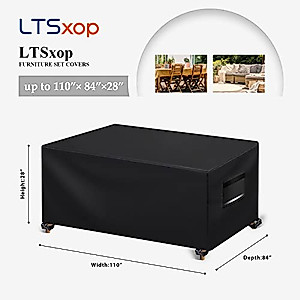 LTSxop Patio Furniture Covers, Waterproof and Heavy Duty 600D Outdoor Sectional Sofa Set Cover and Patio Table Covers, Table and Chair Set Covers for Rainy, Snowy and Sunny, 110" L x 84" W x 28" H