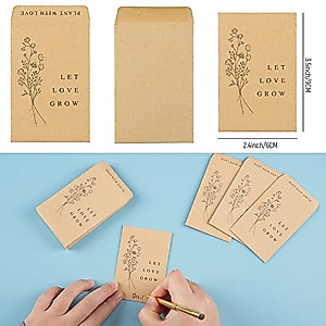 Whaline 200 Pack Wedding Favor Seed Packets Self-Adhesive Let Love Grow Kraft Envelope Rustic Small Flower Seeds Storage Packets for Garden Office Wedding Gift Party Favors, 3.5 x 2.4 Inch