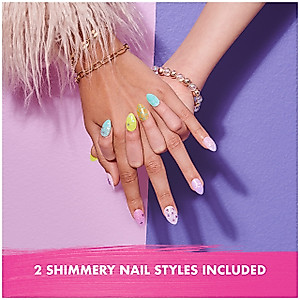 Cool Maker, GO Glam Nail Surprise Shimmer Exclusive Manicure Set with 2 Press on Nails Styles and More, Nail Kit Kids Toys for Ages 8 and up