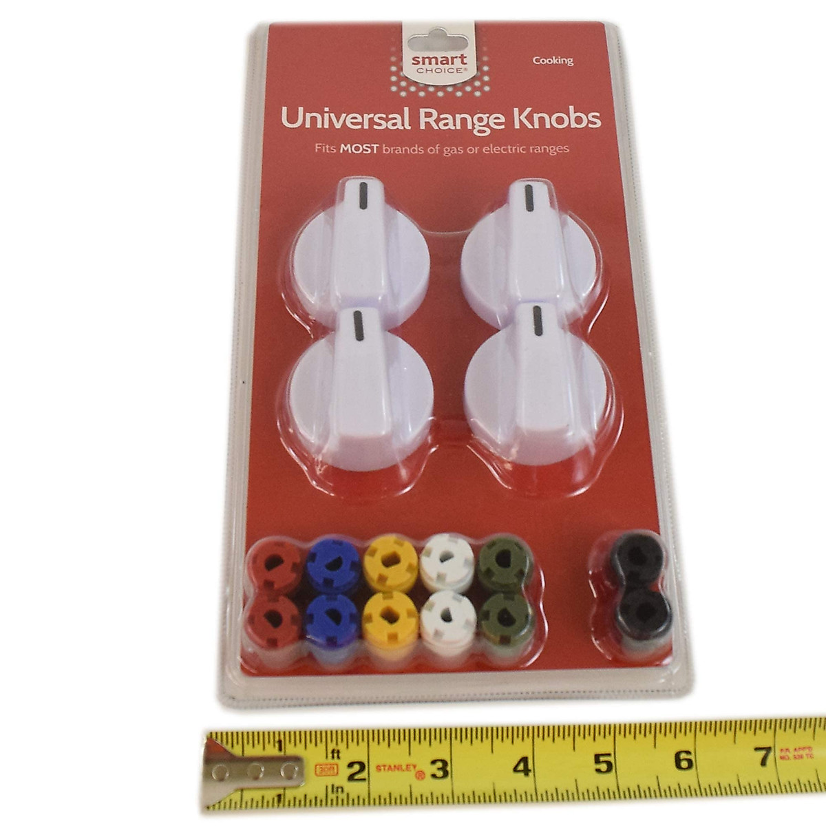 Smart Choice Universal Range Replacement Knob Kit with Fit Adapters, Fits Most Gas or Electric Ranges, White