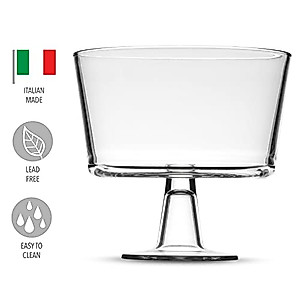 Godinger Trifle Bowl, Fruit Bowl, Italian Made Crystal Glass Footed Trifle Bowls, Dessert Display Cake Stand - Made in Italy