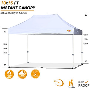 ABCCANOPY Commercial Pop Up Canopy Tent 10x15 Premium-Series, White
