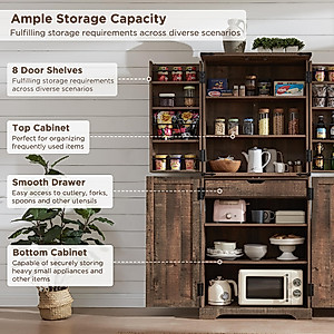 ACCOHOHO 72" Tall Kitchen Pantry, Farmhouse Storage Cabinet with Barn Doors, Organizer, Drawer and Adjustable Shelves, Rustic Wood Cupboard for Kitchen, Dining Room, Bathroom, Rustic Brown