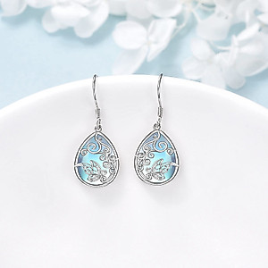 Butterfly Earrings Sterling Silver Moonstone Filigree Teardrop Dangle Earrings Butterfly Jewelry Gifts for Women