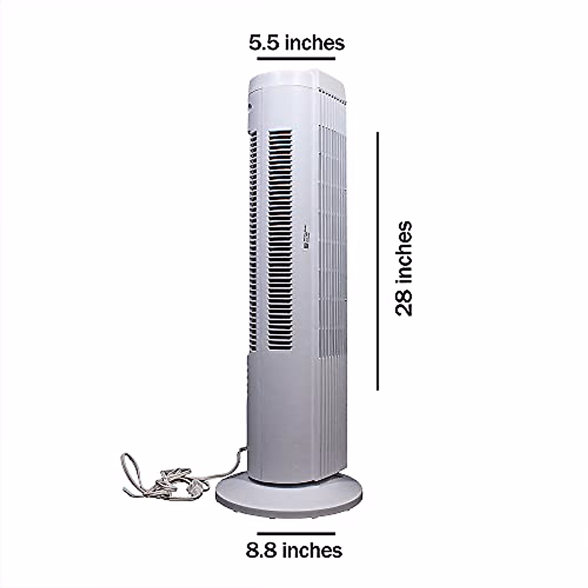 Mainstay FZ10-19MW 28 Inch 3 Speed Compact Oscillating Tower Fan with Auto Shutoff, White (Renewed)