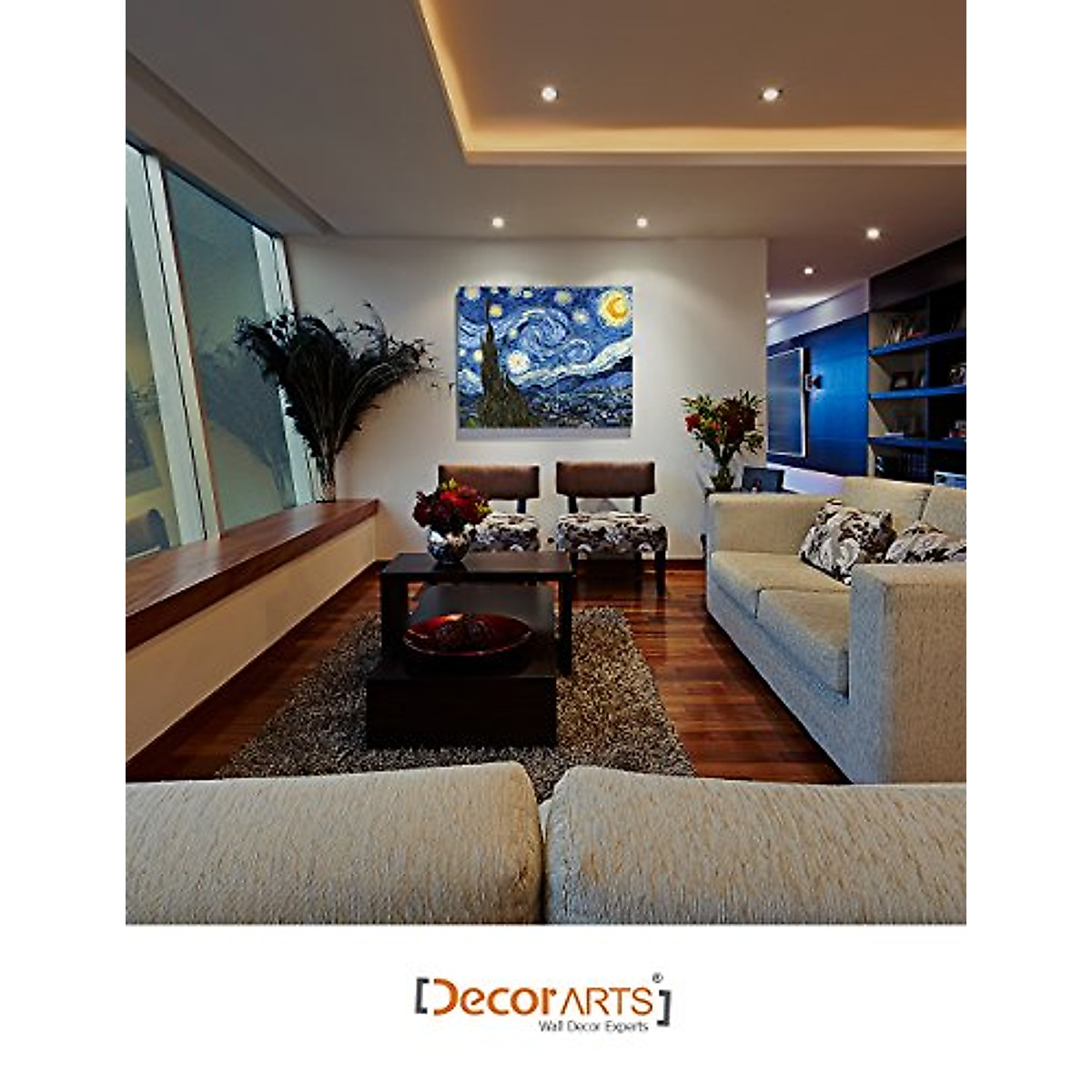 DECORARTS - Starry Night - Vincent Van Gogh Reproductions. Giclee Canvas Print Wall Art for Home Wall Decor. 30x24x1.5 in