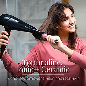 Remington D3190 Damage Protection Hair Dryer with Ceramic + Ionic + Tourmaline Technology, Black, 3 Piece Set, 1 Count (Pack of 1)