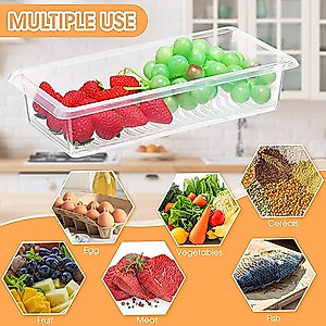 Thyle Clear Storage Bins with Lids Plastic Stackable Fridge Organizers with Removable Drain Tray Keep Fresh Food Storage Containers for Fridge Refrigerator Fruit Vegetables Pantry (9 Pcs,XL, L, S)
