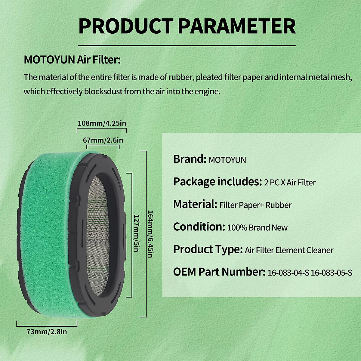 MOTOYUN Air Filter 16-083-04-S 16-083-05-S Compatible With EZT715 EZT725 EZT740 EZT750 ZT710 ZT720 ZT730 ZT740 KT610 KT620 KT715 KT725 KT730 KT735 KT740 KT745 (2 PCS)