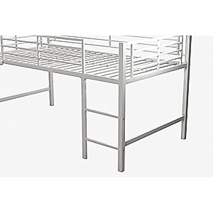 DHP Junior Twin Metal Loft Bed with Slide, Multifunctional Design, White with White Slide