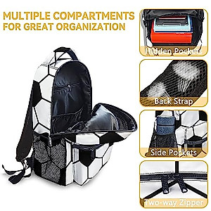 Sharecolor Soccer Backpack with Lunch Box - Set of 3 School Backpacks Matching Combo - Cute White Bookbag and Pencil Case Bundle