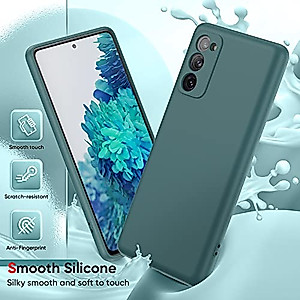 LeYi Samsung Galaxy S20 FE Case, Liquid Silicone & Microfiber Liner with 2-Pack Tempered Glass Screen Protectors, Green