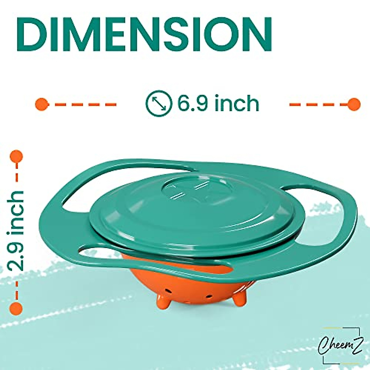CheemZ Gyro Bowl for Toddlers-Baby Magic Bow-360 for Kids Age 1 To 3 Years-Spill Resistant Bowls for Toddlers with Lid and 360 Bowl Rotations, Mess Free Snack Bowls for Toddlers, 17 x 17 x 7cm - Green