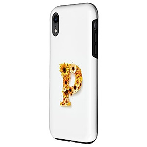 iPhone XR Letter P Initial Monogram Sunflower Minimalist Women Yellow Case