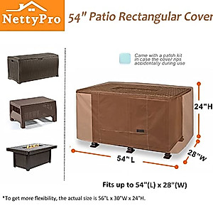 NettyPro Deck Box Cover, Outdoor Storage Box Bench Cover Rectangular, Waterproof Heavy Duty Patio Furniture Cover for Small Table Rectangle, 54 x 28 inch