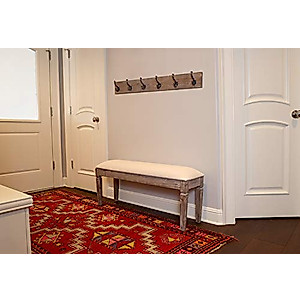 Décor Therapy Waverly Wood Bench with Coat Rack Set, Measures 42x11.8x17.75, Winter White