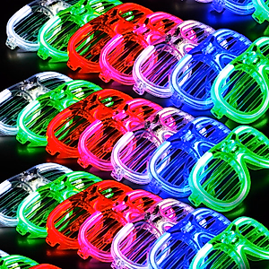 100 Pack Glow in The Dark Glasses Bulk for Kid Adult, 5 Color LED Light Up Glasses with 3 Flashing Modes, Neon Glowing Party Favor Supplies for New Years Eve Birthday Wedding Halloween Goody Bag stuff