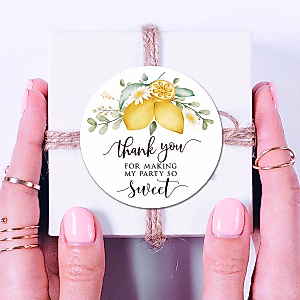 Lemon Thank You Sweet Stickers, 2 Inch Baby Shower Birthday Party Favor Labels 40-Pack