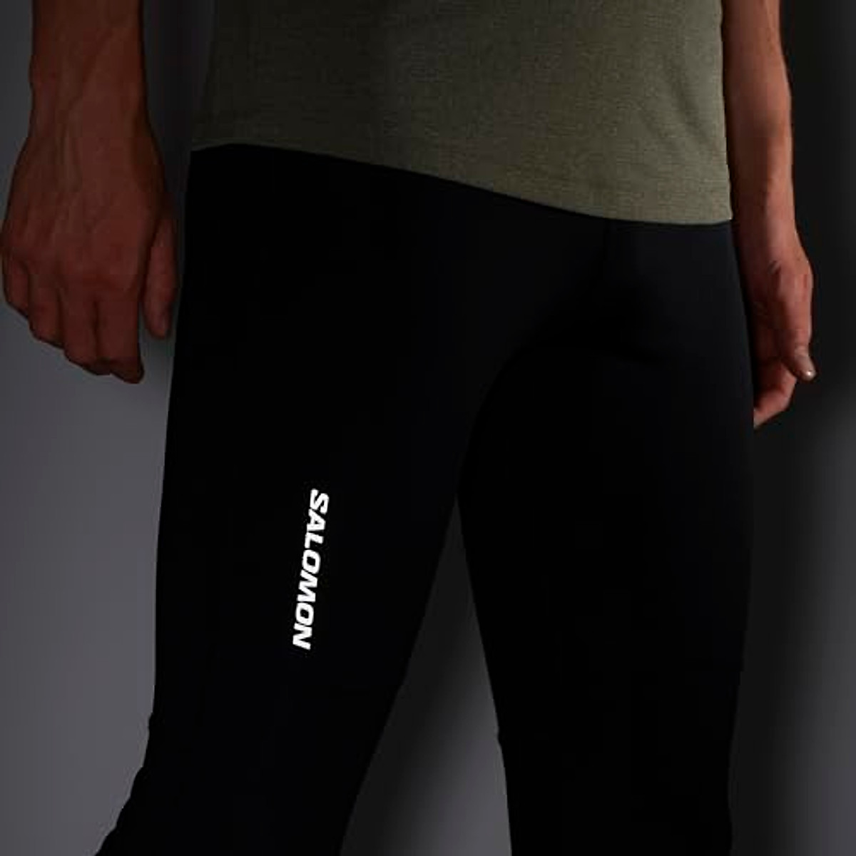 Salomon Men's Standard Cross Run Tight, Deep Black, Large